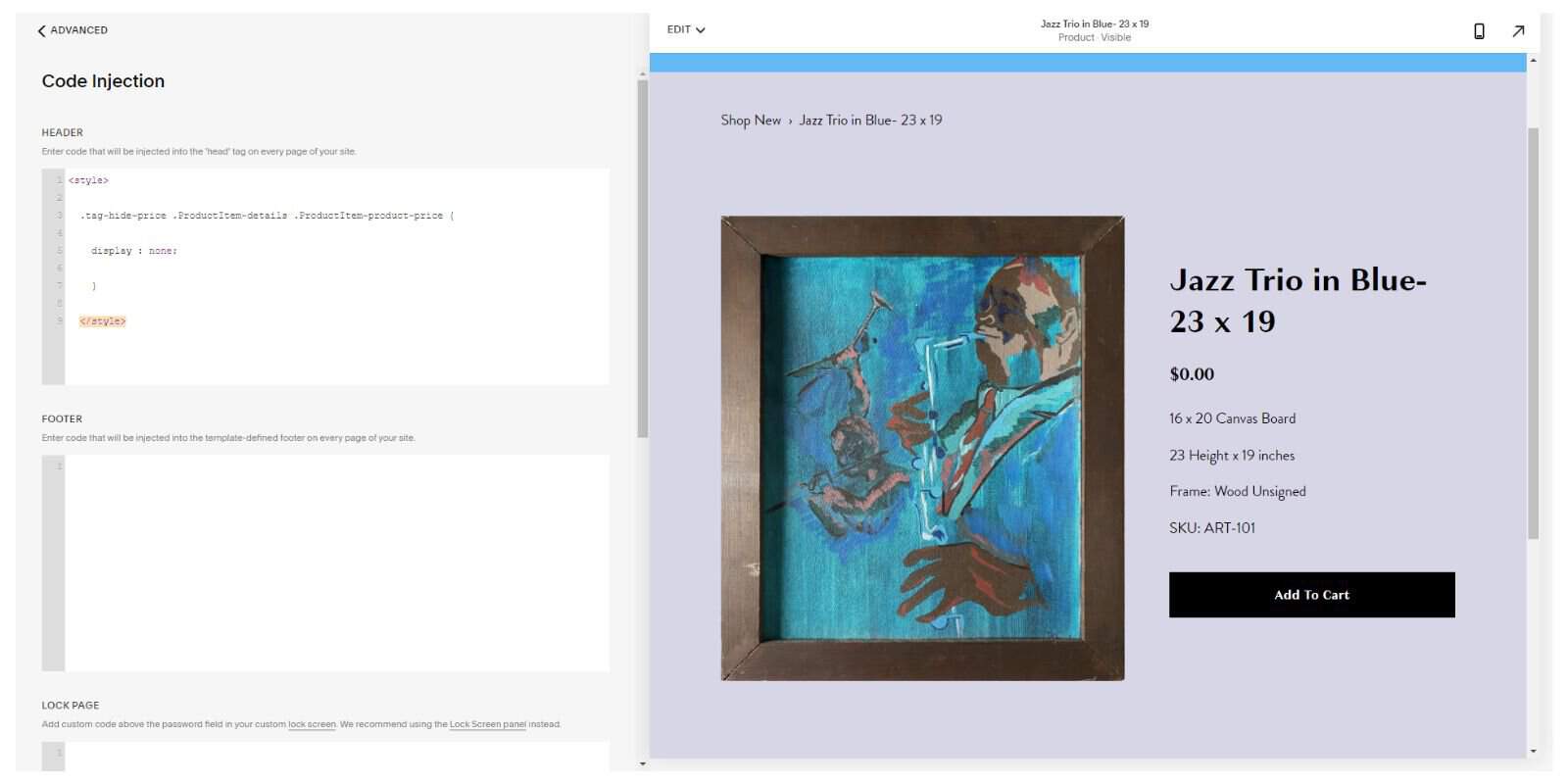 How to Remove Price from Product on Squarespace