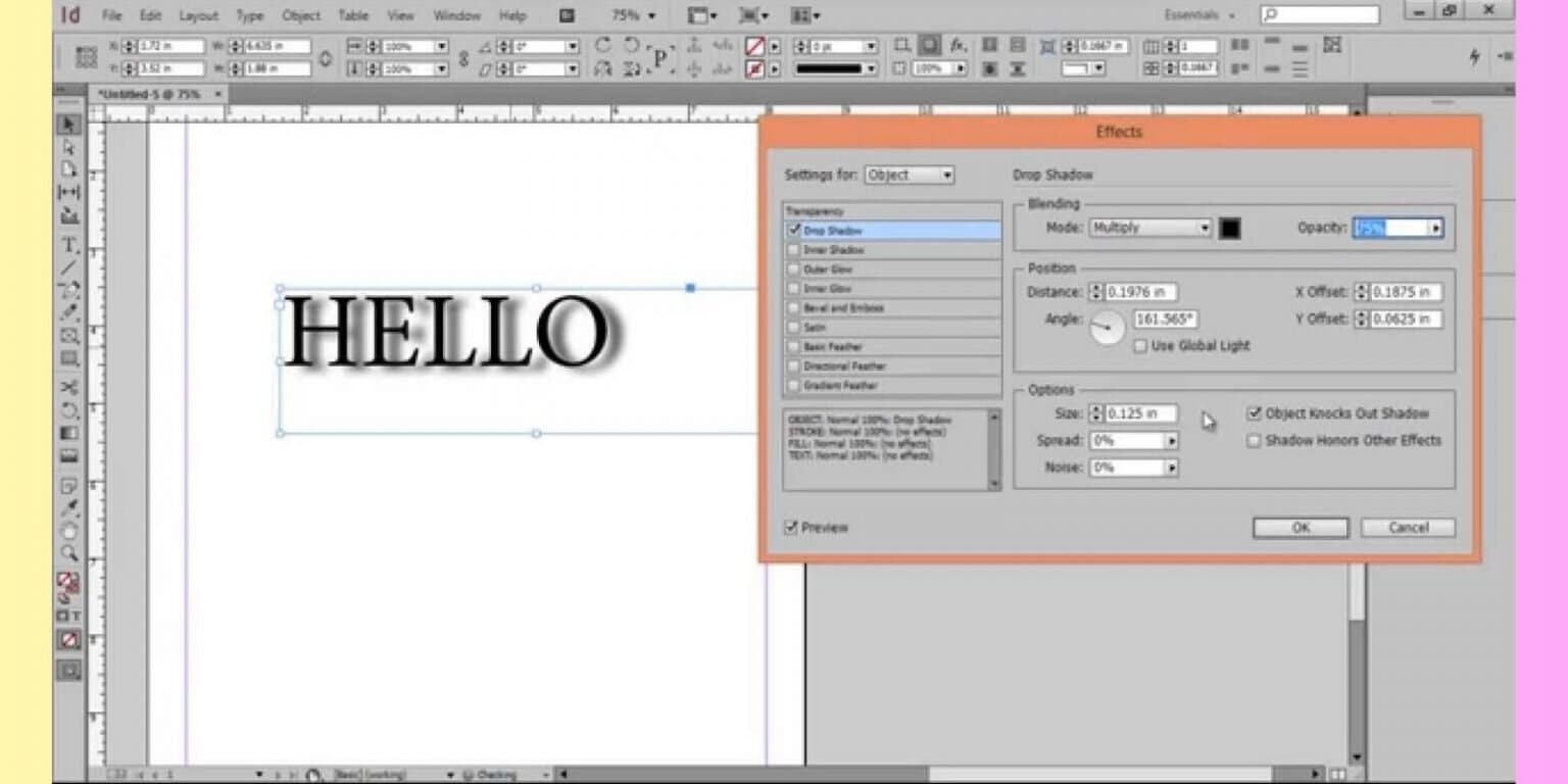 How to Apply a Drop Shadow to Text in Adobe InDesign